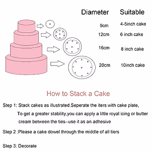 Fatpig 20pcs Cake Rods and 4pcs Separator Plates for 4, 6, 8, 10 Inch Tiered Cake Construction,12pcs Cake Dowel Rods for Stacking