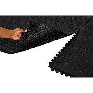 IncStores 5/8 Inch Thick Evolution Rubber Interlocking Floor Tiles | Flexible Rubber Floor Tiles for a Stronger and Safer Basement, Home Gym, Shed, or Trailer | Diamond Plate, 5 Pack