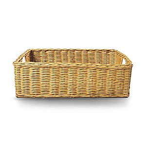 The Basket Lady Under The Bed/Basic Wicker Storage Basket, Extra Large, 25 in L x 19.5 in W x 8 in H, Sandstone