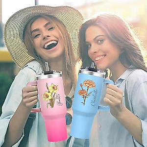 Personalized Birthday Gifts for Women-40oz Customized Birth Month Flower Tumbler with Name for Mom Grandma Aunts Sister Bestie on Birthdays,Mothers Day Christmas, Custom Female Birth Flower Gift,04