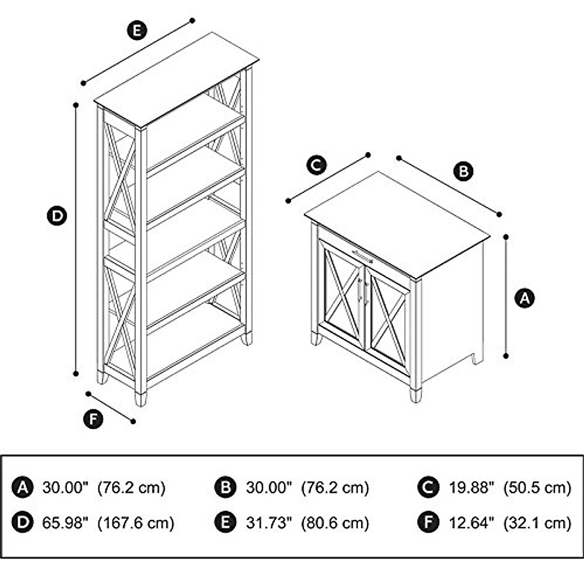 Bush Furniture Key West Secretary Desk With 5 Shelf Bookcase, Bing Cherry