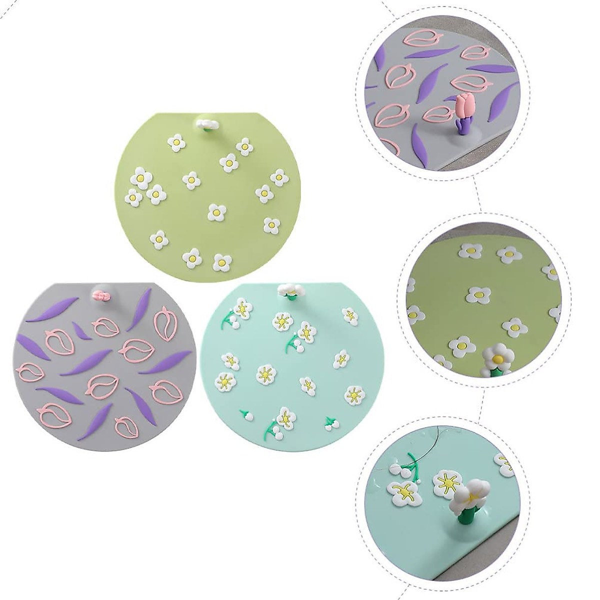 3pcs Floor Drain Bathtub Odors Stoppers for Drain Bathroom Odors Stoppers Drain Cover Odors Stoppers Cover Odors Stoppers Bathtub Drain Sink Cover Kitchen Sewer Drainer Stoppers