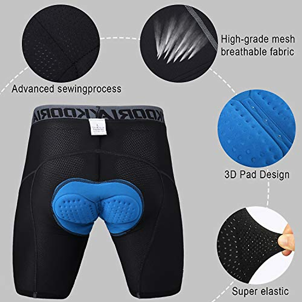 Sykooria 2 Pack Men's Bicycle Riding Pants Biking Clothes 3D Padded with Padding