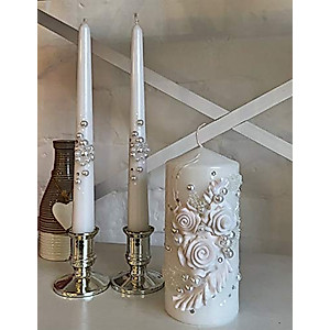 Magik Life Unity Candle Set for Wedding - Wedding Accessories for Reception and Ceremony - Candle Sets - 6 Inch Pillar and 2 10 Inch Tapers - Decorative Pillars White