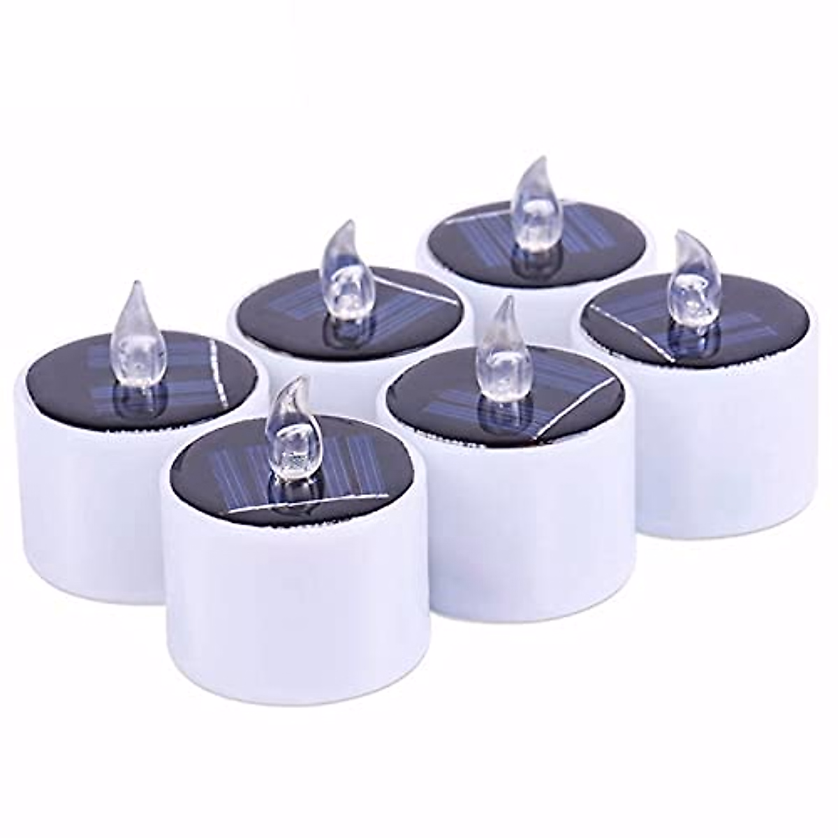 BrightDaily Solar Powered Tealights 6 Pcs Pack Cold White Flickering Flameless Led Candle Lights Waterproof Romantic Electric Tealight Candles for Wedding,Party,Window,Home,Garden,Outdoor Decorations