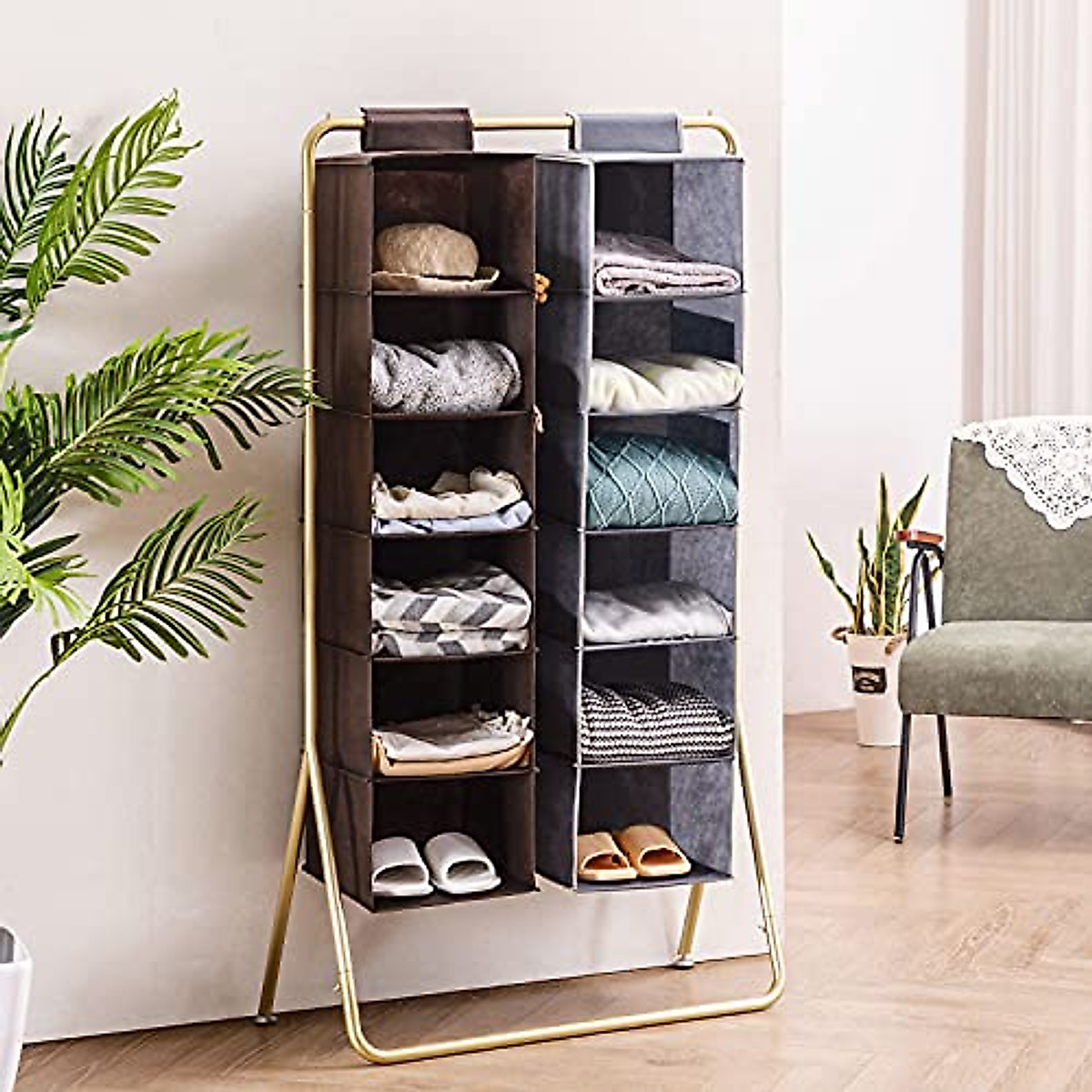 YOUDENOVA Hanging Closet Organizers and Storage, 6-Shelf Closet Hanging Storage Shelves