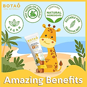 BOTAO BABY’S MINERAL Zinc Oxide SUNSCREEN LOTION: SPF50 Broad Spectrum UVA UVB,For sensitive skin Baby Face Body Protection, Sunblock Cream 2.5 Oz