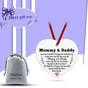 Mom to Be Gift Ornament Ceramic Gifts Pregnancy Announcements Gifts for Friends Dad Mom Gender Reveal Gifts Baby Announcement Daddy Here Comes Mommy Wedding Sign Mommy Dad to be Sign