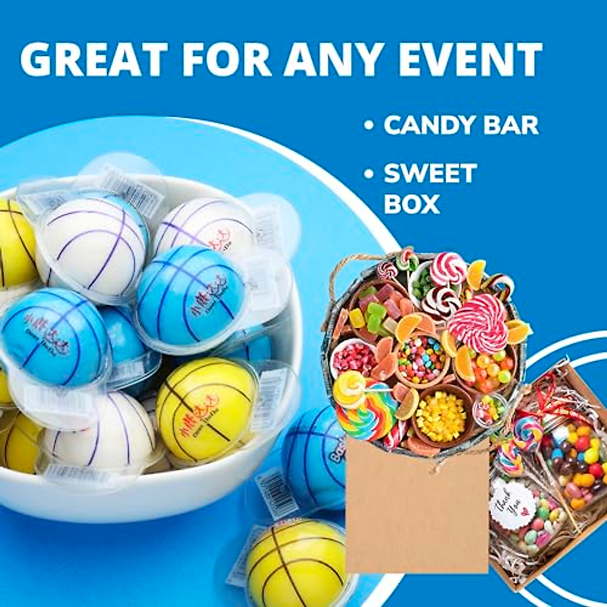 Gummy Candy - Jelly Filled Gummies - Fun Basketball Gummy Candies Filled with Fruit Jam - Assorted Flavors - 10 pcs Individually Wrapped Chewy Candy