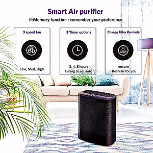 Air Purifier, True Hepa 13 for Large Room, CADR 450 m³/h, Air Cleaner with UV-C Light, 3 Speeds, 3 Timers, Change Filter Reminder, Remove off 99.97% Dust, Allergens, Pollen, Pets, Hair, Smoke (black)
