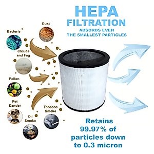 HQRP HEPA Filter compatible with Dyson Pure Cool Link TP02 TP03, Pure Cool TP01 AM11 Tower, Pure Cool Me BP01 Personal Fan, replacement for 968126-03 EVO Filter 2nd Generation