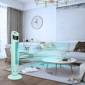 Antarctic Star Tower Fan 360°Oscillating Fan Quiet Cooling 24H Timer Remote Control Powerful Standing 8 Wind Speed 3 Wind Modes Bladeless Floor Fans Portable LED Display,Bedroom Office 40-Inch GREEN