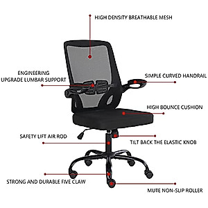Mesh Office Chair Ergonomic Office Chair with Arm flip up and Back Support Office Chair, Adjustable Height Executive Office Chair for Computer Desk Home Office Chair Black