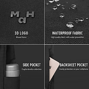 MAH Travel Laptop Backpack, 15.6 Inch Casual Daypack for Men Women, Water Resistant Business College Bookbag (Black, 15.6 Inch)