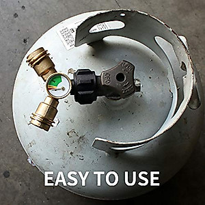 Roastove Dual Propane Tank Connection Level Indicator,Propane Tank Y Splitter Adapter with Gauge,Gas Pressure Meter for 5-40lb Propane Tank