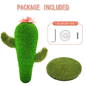 LIFLIX Cactus Cat Scratching Post, 17'' Cute and Fun Sisal Cat Scratcher for Indoor Cats and Kittens