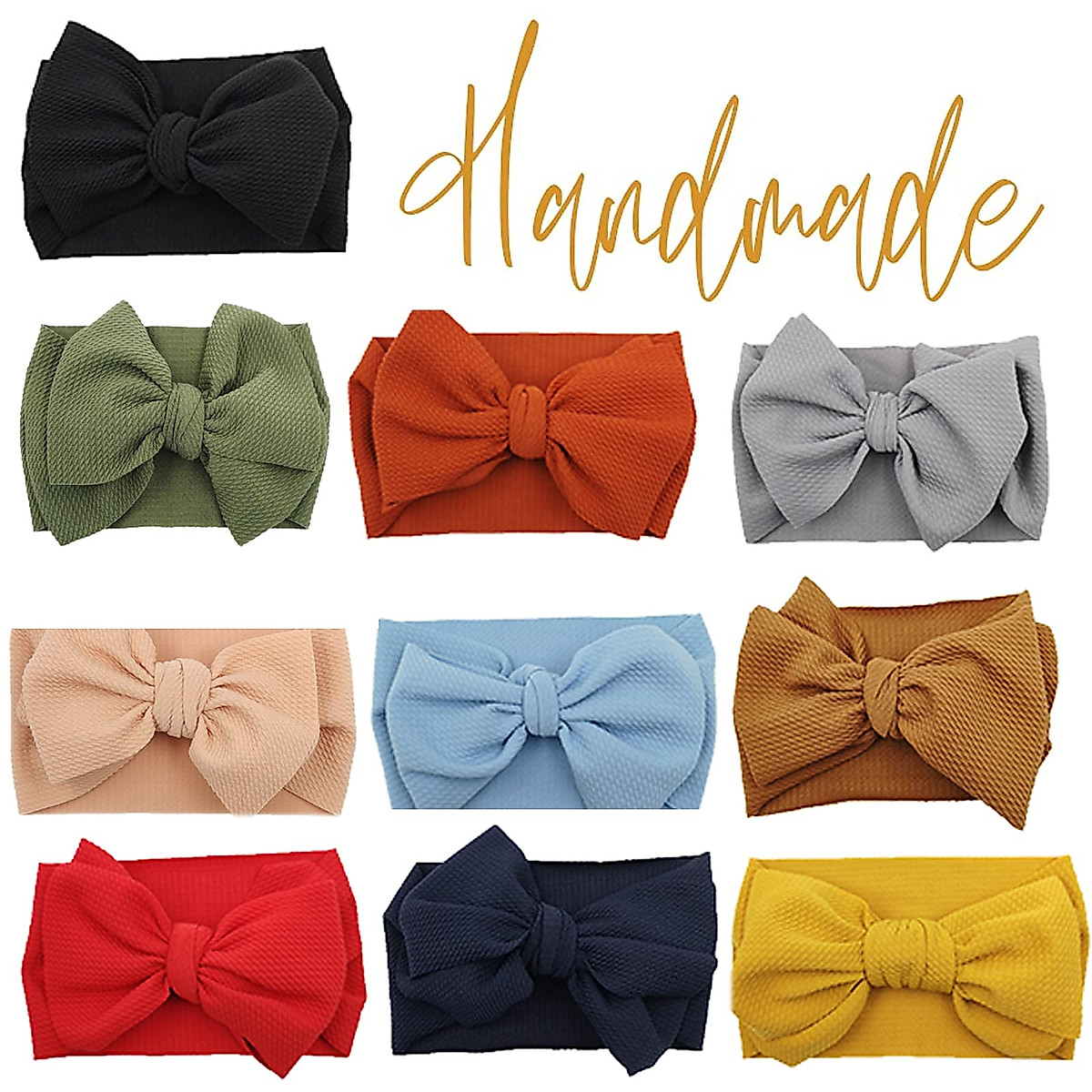 KIDOCHEESE Big Bows Nylon Headbands with Oversized Head Wraps and Hair Accessories for Newborns, Infants, Toddlers, and Girls