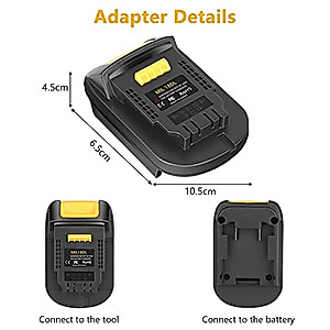 KUNLUN MIL18DL Battery Converter for Milwaukee to Dewalt Battery Adapter, Convert for Milwaukee M18 18V Battery to Dewalt 20V Battery for Dewalt Cordless Tools(Bare Adapter Only)