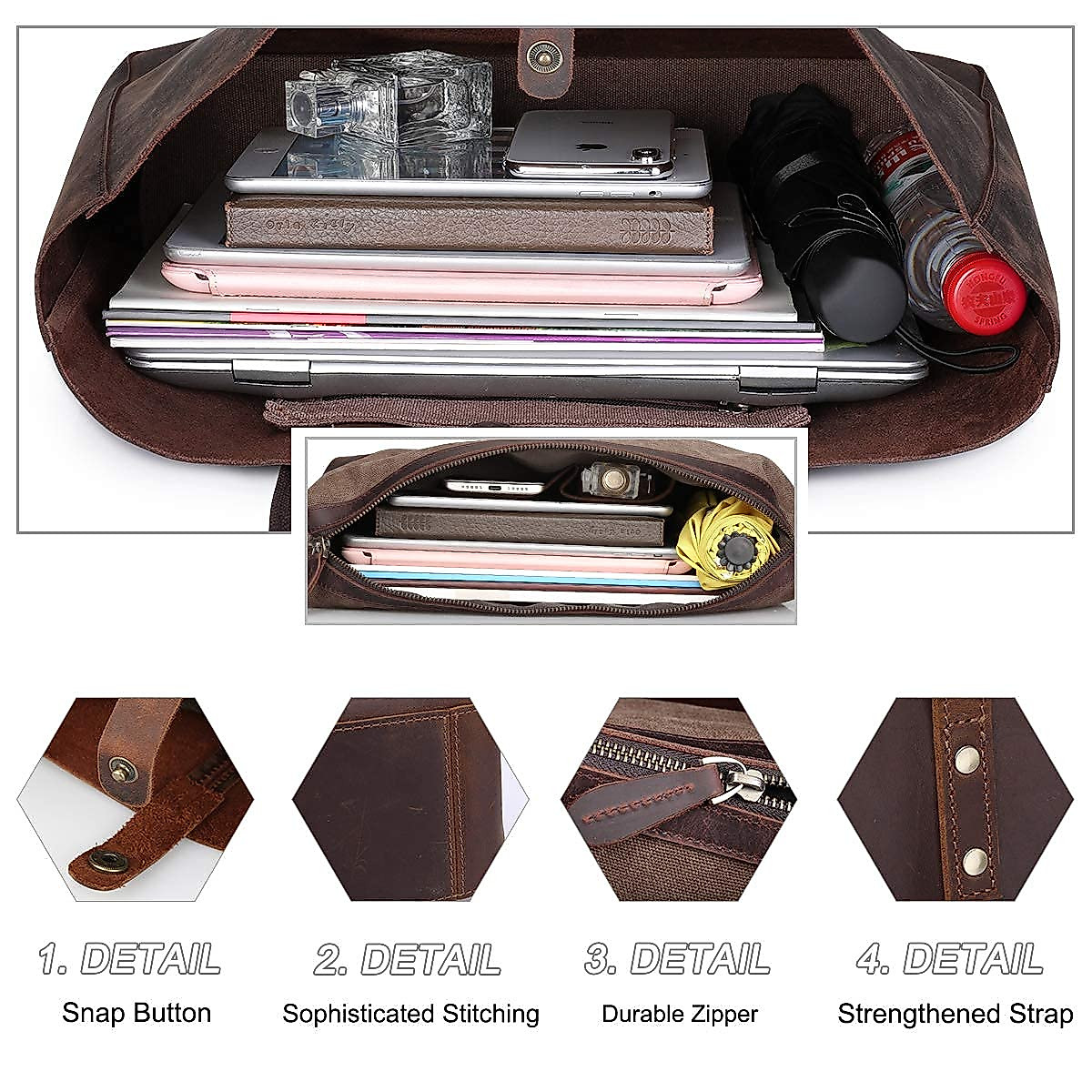 S-ZONE Genuine Leather Shoulder Large Tote Bag for Women Travel Wallets RFID Blocking Leather Clutch Crossbody Purse Passport Document Credit Card Holder