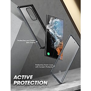 SUPCASE UB Edge Pro Series Case for Samsung Galaxy S22 Ultra 5G (2022 Release), Slim Frame Clear Protective Case with Built-in Screen Protector (Black)