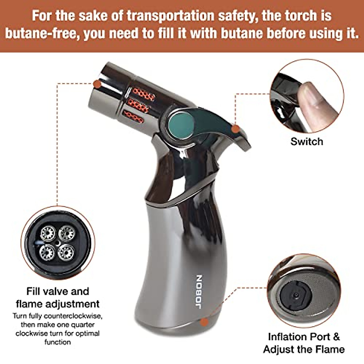 Cocktail Smoker Kit with Torch and Wood Chips for Whiskey and Bourbon (Butane Not Included) - Charred Artisan Smoke Lid, an Old Fashioned Drink Smoker Kit and Whiskey Smoker Infuser Kit (Oak)