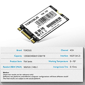 TOROSUS M.2 NGFF 22 * 42mm M.2 2242 1TB Solid State Drive Disk for Desktop PCs and MacPro