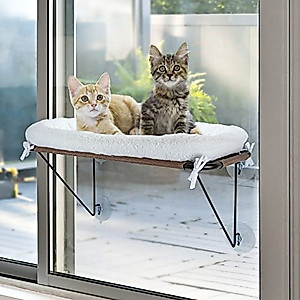 LSAIFATER Cat Window Perch with Supported Under Metal, Cat Hammock with Spacious and Comfortable Pet Bed for Kittens & Large Cats, Cat Gifts for Your Beloved Cat