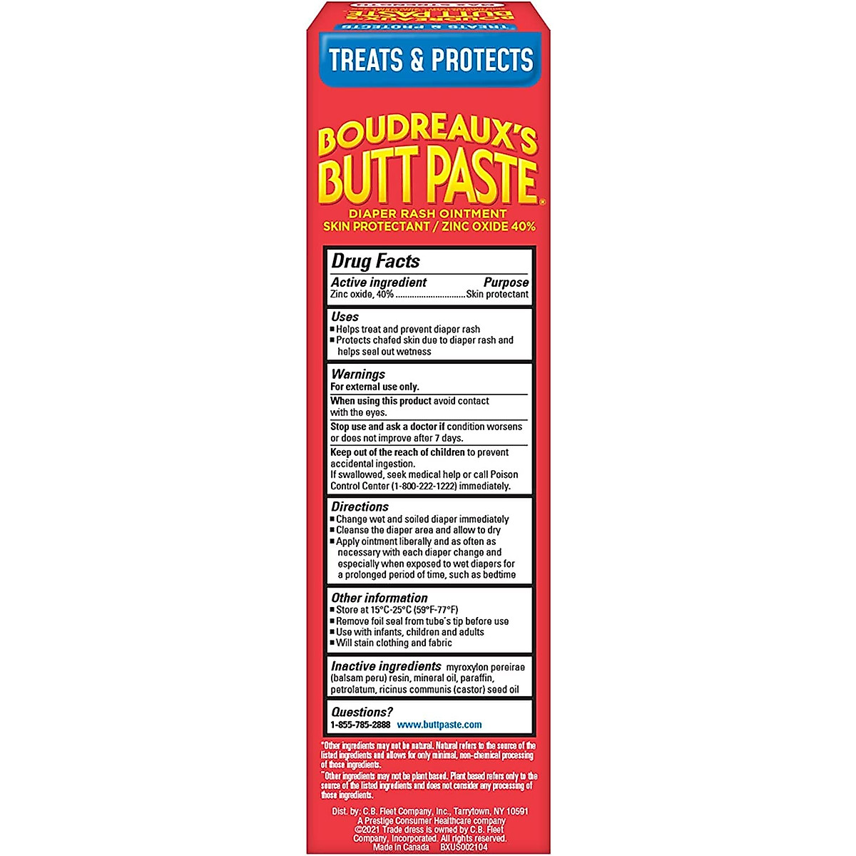 Boudreaux's Butt Paste Maximum Strength Diaper Rash Cream, Ointment for Baby, 4 oz Tube, 3 Pack