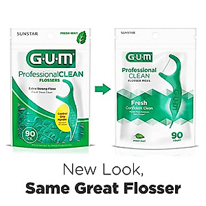 GUM Professional Clean Flossers, Fresh Mint, 90 Ct (Pack of 3)