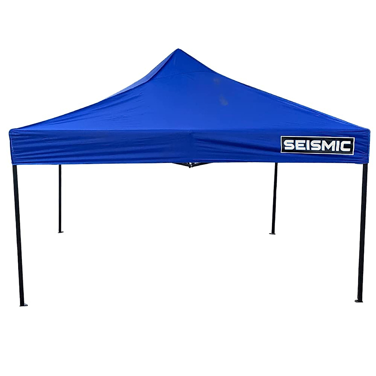 Seismic Audio - Blue 10x10 Commercial Pop Up Tent Shade Canopy with Wall, Roller Bag, Stakes and Weight Bags for Outdoors
