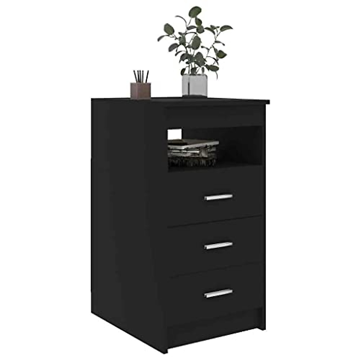 MAXCBD Nightstand Bedside Table Drawer Cabinet Drawer Cabinet Black 15.7"x19.7"x29.9" Chipboard Easy to Maintain and Clean Storage Tower Dresser