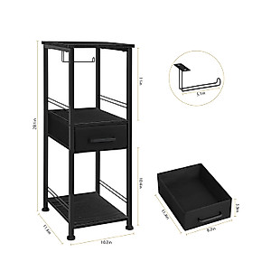 MOOACE Bathroom Storage Cabinet Free-Standing Bathroom Stand with Cloth Drawer Toilet Paper Storage Shelf 3 Tier Narrow Towel Organizer Cabinet for Small Space Bathroom Kitchen Laundry Room,Black