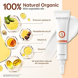 modelones Cuticle Cream, Ultra-Hydrating Cuticle Oil Nail Care Organic Jojoba Oil Vitamin E Serum, Deep Moisturizing Cuticle Repair Treatment Non-greasy, Soothe, Repair Dry Cracked Cuticles, 15ML