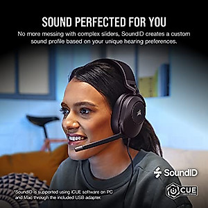 Corsair HS65 SURROUND Gaming Headset (Leatherette Memory Foam Ear Pads, Dolby Audio 7.1 Surround Sound on PC and Mac, SonarWorks SoundID Technology, Multi-Platform Compatibility) Carbon