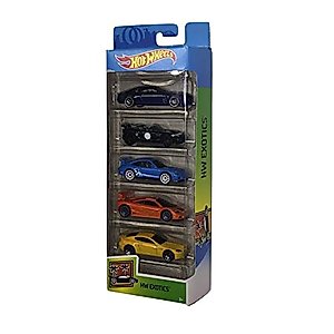 Hot Wheels 2020 HW Exotics 5-Pack (Cadillac Elmiraj, 2015 Jaguar F-Type Project 7, Porsche 911 GT3 RS, McLaren F1 GTR, Aston Martin V8 Vantage)