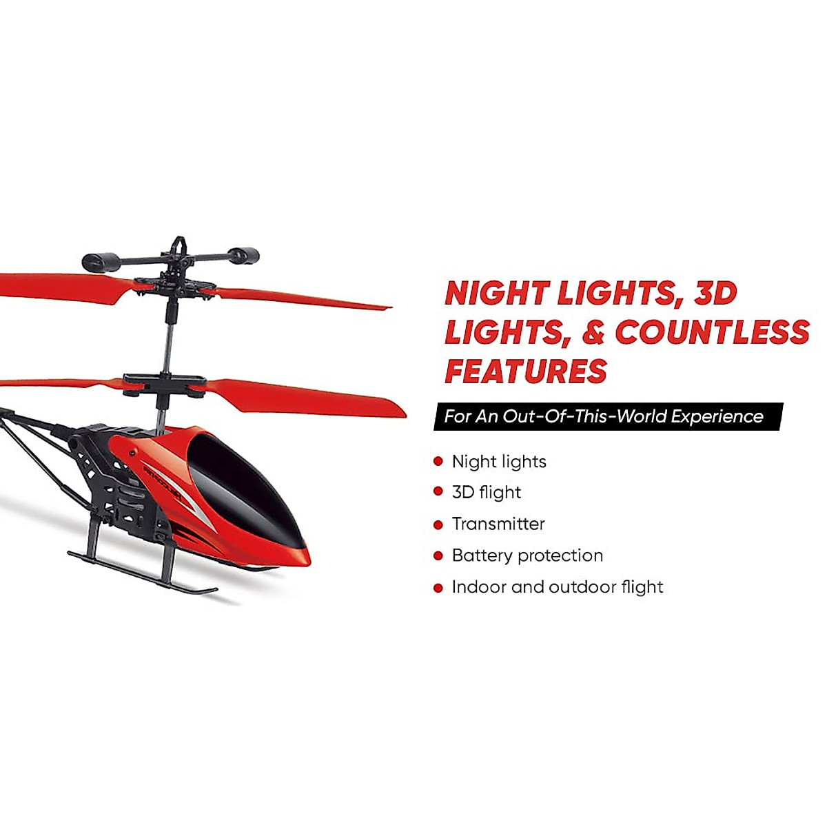 Skidz RC Helicopter for Kids, Remote Control Helicopter; with Gyro Stabilizer, Lights 2 Channel Aircraft 3D Flight, Boys Ages 8-14 Years Girls 9-16, Indoor and Outdoor for Plane Fans Adults (Red)