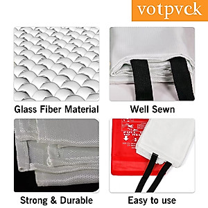 Votpvck Emergency Fire Blanket for Home and Kitchen,Fireplace Grill Camping,Survival Gear Emergency Supplies,Flame Retardant Protection and Heat Insulation,2 Pack Fibeglass Blanket 39’’x39’’