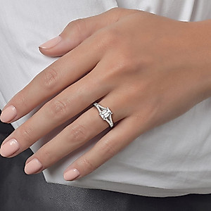 Blocaci Engagement Ring 2 CT Moissanite Emerald Cut Engagement Rings for Women 10k 14k 18k White Gold Rose Gold Yellow Gold Free Engraving Style 6