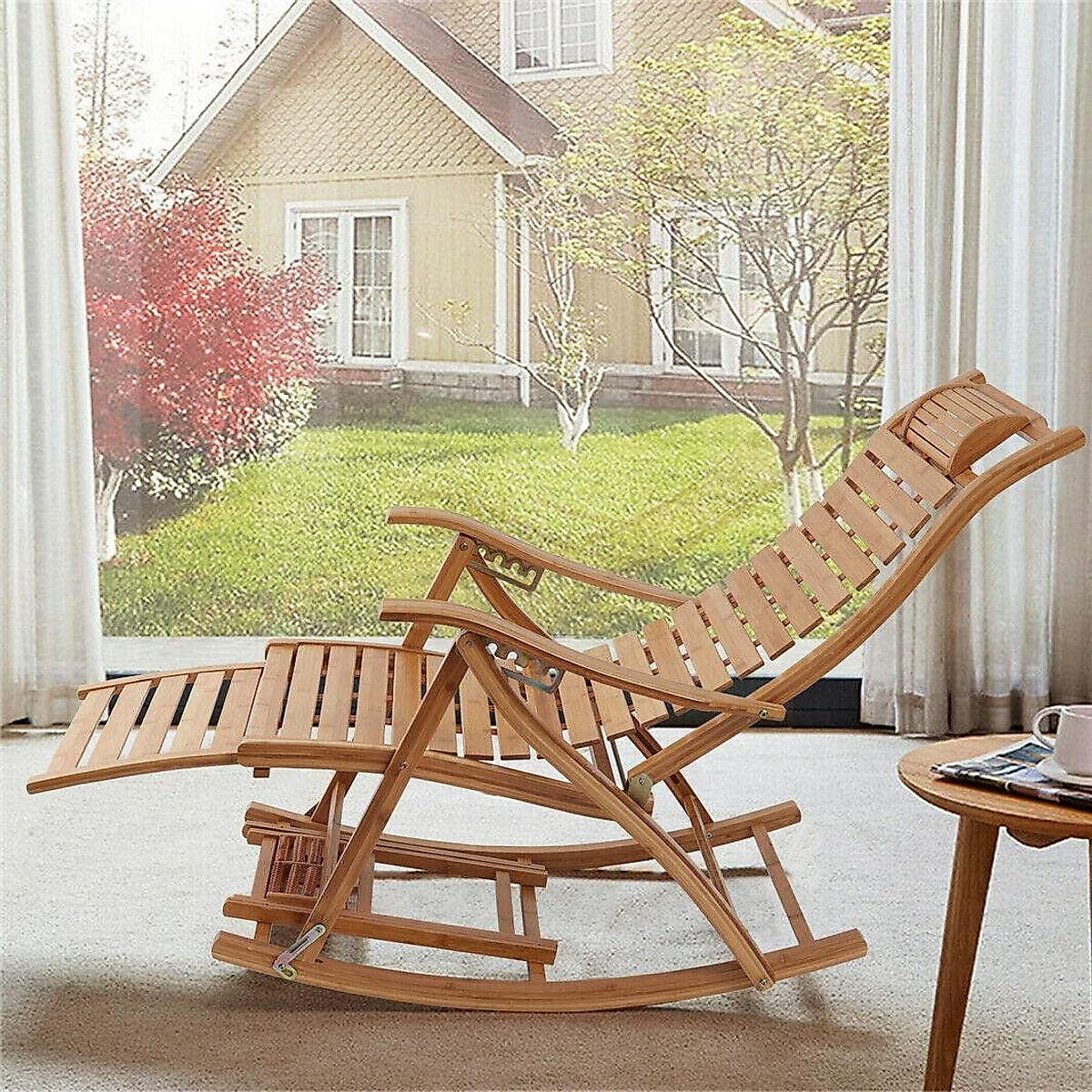 VBSQ Rocking Chair Sun Lounger Portable Garden Yard Balcony Deck Recliner W/Footrest Slirr Chair Rocking Chair Rocker Chair Rocker Camp Chair Rocker Recliner Rocking Camp Chair Rocking Chairs