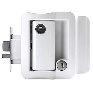 RV Travel Trailer Entry Door Lock Polar White Paddle Deadbolt
