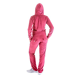 Facitisu Tracksuit for Women Set 2 Piece Joggers Velour Jogging Sweat Outfits Hoodie and Sweatpants Set XL, Coral