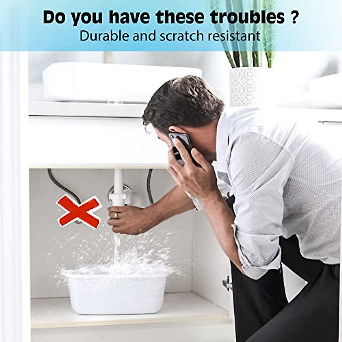 Kitchen Waterproof Under Sink Mat: Silicone Under Sink Liner，Under Sink Liner Drip Tray，34" x 22" Under Sink Kitchen Cabinet Mat，Under Sink Liner Drip Tray，Kitchen Sink Mats