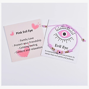 chorfla Evil Eye Bracelet For Women Teen Protection Bracelet Pink Knot Bracelet Ojo Anklet Gift String Rope Thread For Daughter Niece Granddaughter Friend Bff Good Luck Christmas