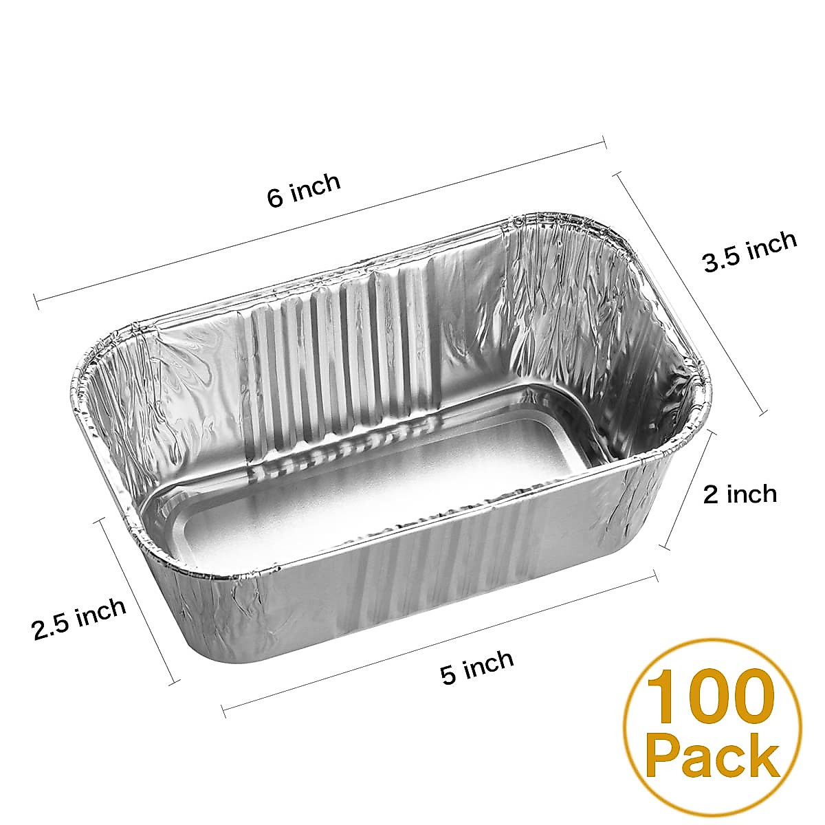 MOACOCK 100 Pack Aluminum Mini Loaf Baking Pans, 1 Lb Heavy Duty Disposable Loaf Pans, 6 x 3.5” Thick Foil Bread Pans for Baking Holiday Treats Food Storage and Takeout