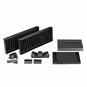 Snakebyte XBOX One Charge Tower Pro - Twin Docking Station with Games Tower for 15 Games, Charger and Battery Packs for 2 Controllers and 2 USB Ports / Gamepad for XBOX One USB Charging Station