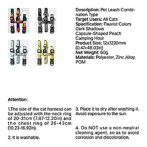 pidan Cat Harness and Leash Set, Cats Escape Proof - Adjustable Kitten Harness for Large Small Cats, Lightweight Soft Walking Travel Petsafe Harness（(Multicolor）