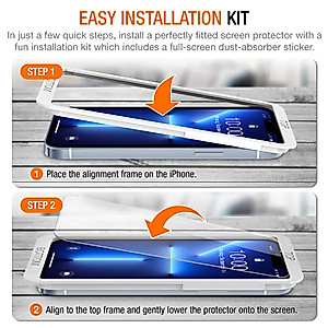 Trianium Tempered Glass Screen Protector Compatible for iPhone 13 Pro Max (2021), 3 Pack HD Glass 9H Film (w/Alignment Case Tool included)