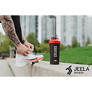 JEELA SPORTS - 2 PACK Protein Shaker Bottles for Protein Mixes With Shake Ball - 24 Oz, Dishwasher Safe Blender Shaker Bottles, Shaker Cup for Protein Shakes for Pre & Post Workout- Gifts, Gym