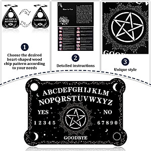 Pendulum Dowsing Divination Board Set Black Wooden Talking Board with Planchette Accessories for Teens Adults Birthday Party and Family Gatherings Games Supplies (Pentagram Style)