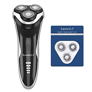 Electric Razor for Men-SweetLF [New]Electric Shaver for Men (Plus 3 Blades),Rechargeable/IPX7 Waterproof/LED Display/Cordless Floating Head Men’s Electric Shavers with pop-up beard trimmer